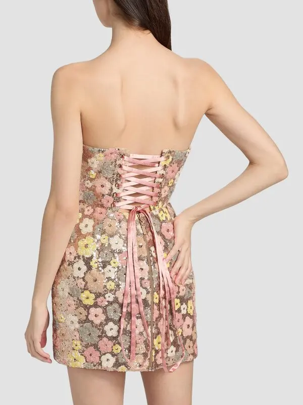 BRONX BANCO Jasmine Maraya Strapless Sequined Minidress