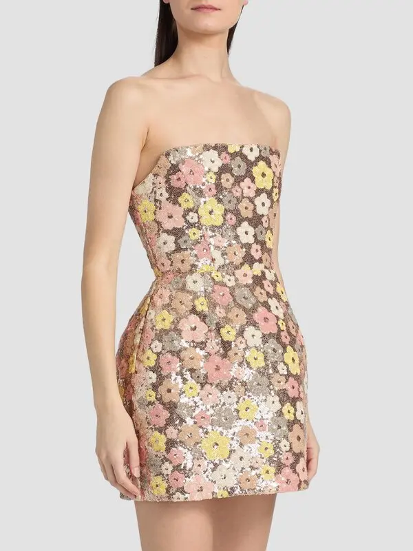 BRONX BANCO Jasmine Maraya Strapless Sequined Minidress