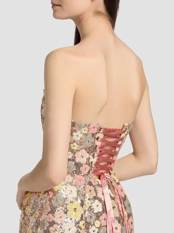 BRONX BANCO Jasmine Maraya Strapless Sequined Minidress