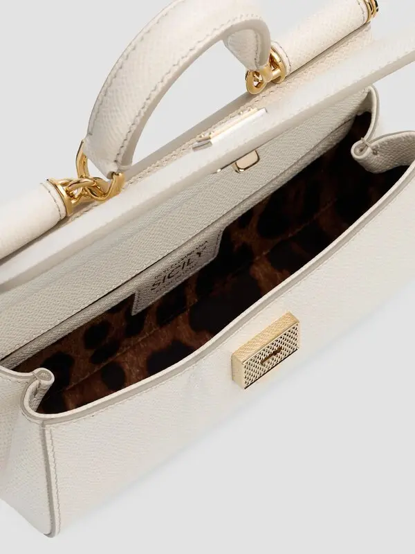 Dolce & Gabbana Sicily Mini Leather Top Handle Bag - White