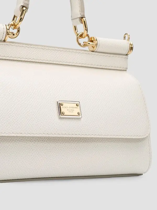 Dolce & Gabbana Sicily Mini Leather Top Handle Bag - White