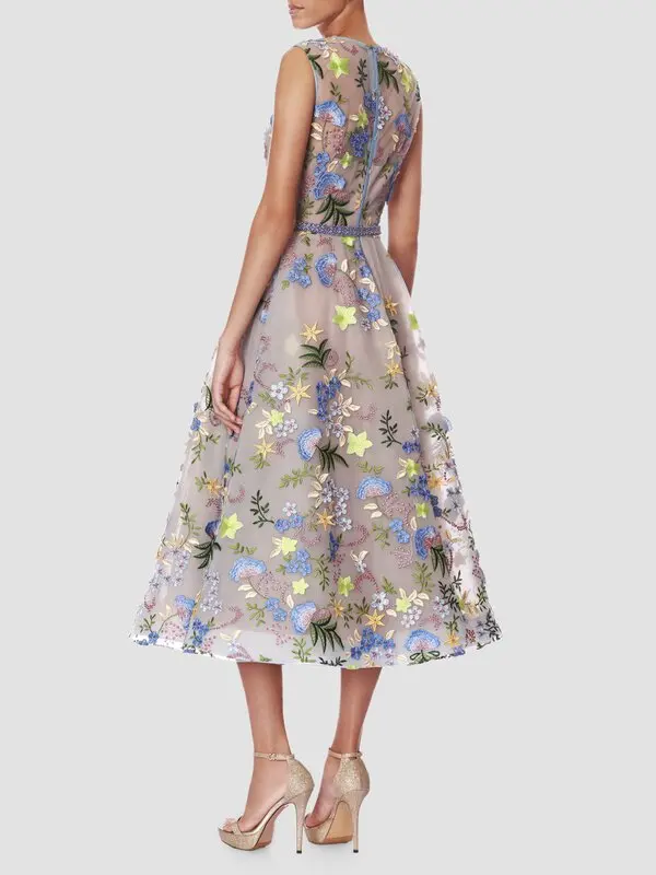 BRONX BANCO Saba Blossom-embroidered Midi Dress