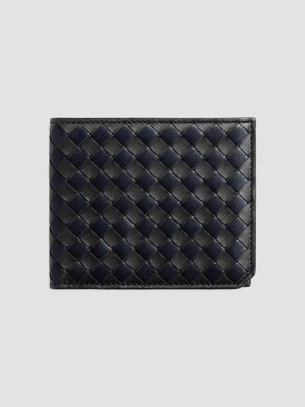 Bottega Veneta Intrecciato Piccolo Leather Bifold Wallet - Midnight