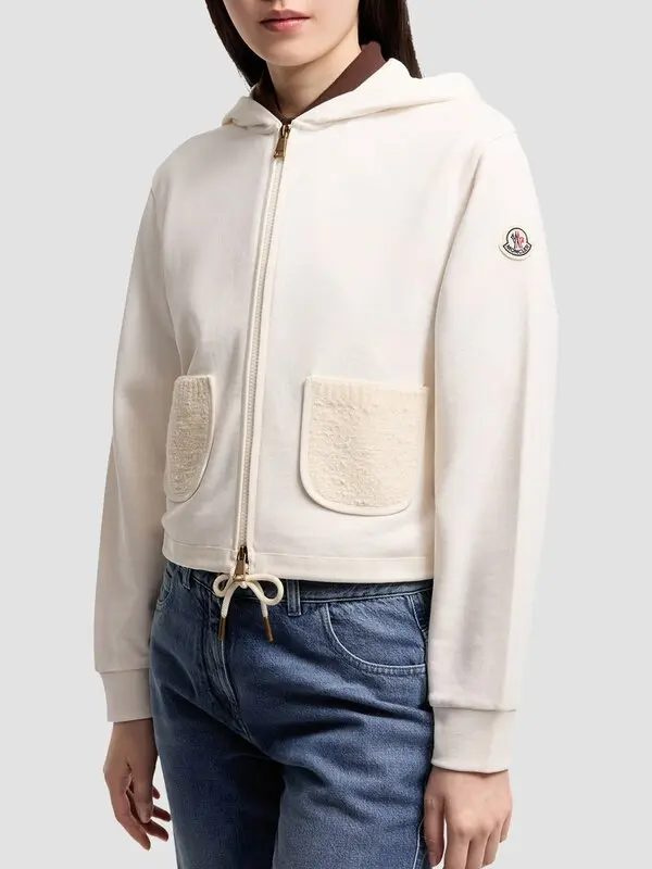 Moncler Sweatshirt In Cotton Blend - Beige