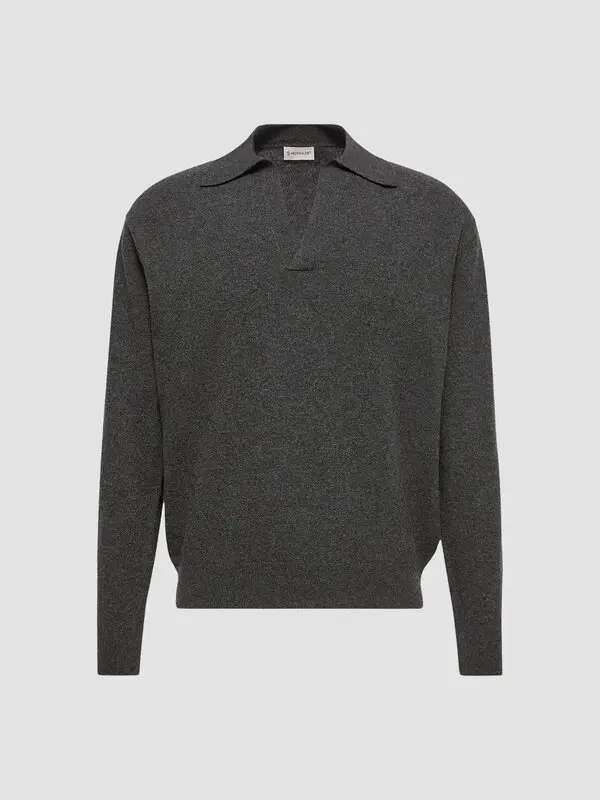 Moncler Long Sleeve Polo Shirt In Wool And Cashmere