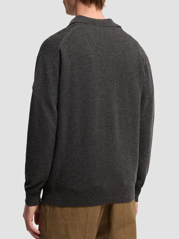 Moncler Long Sleeve Polo Shirt In Wool And Cashmere