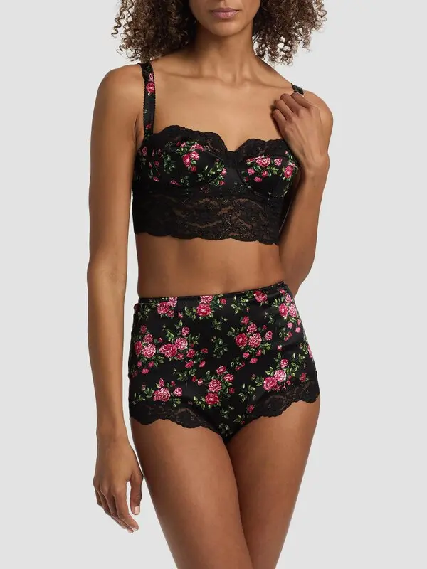 Dolce & Gabbana Rose Lace-trim Longline Balconette Bra