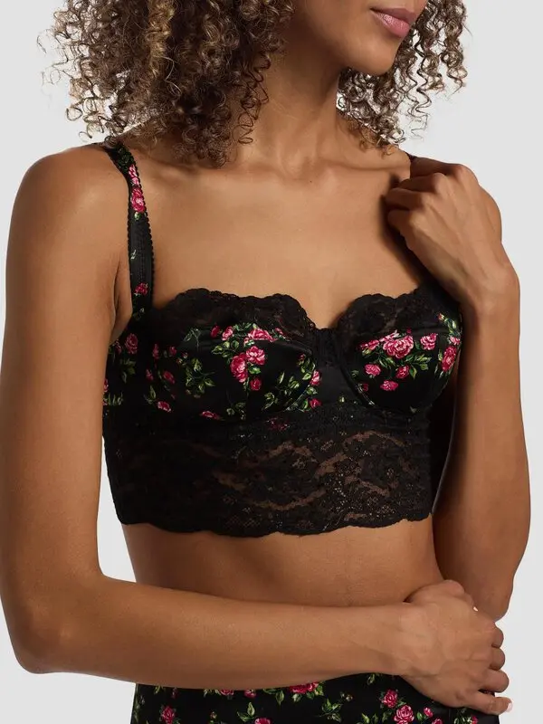 Dolce & Gabbana Rose Lace-trim Longline Balconette Bra