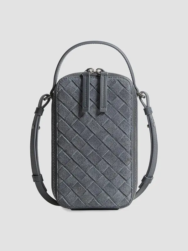 Bottega Veneta Getaway Intrecciato Suede Phone Pouch