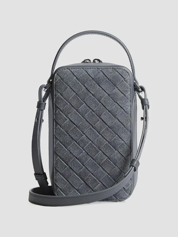 Bottega Veneta Getaway Intrecciato Suede Phone Pouch