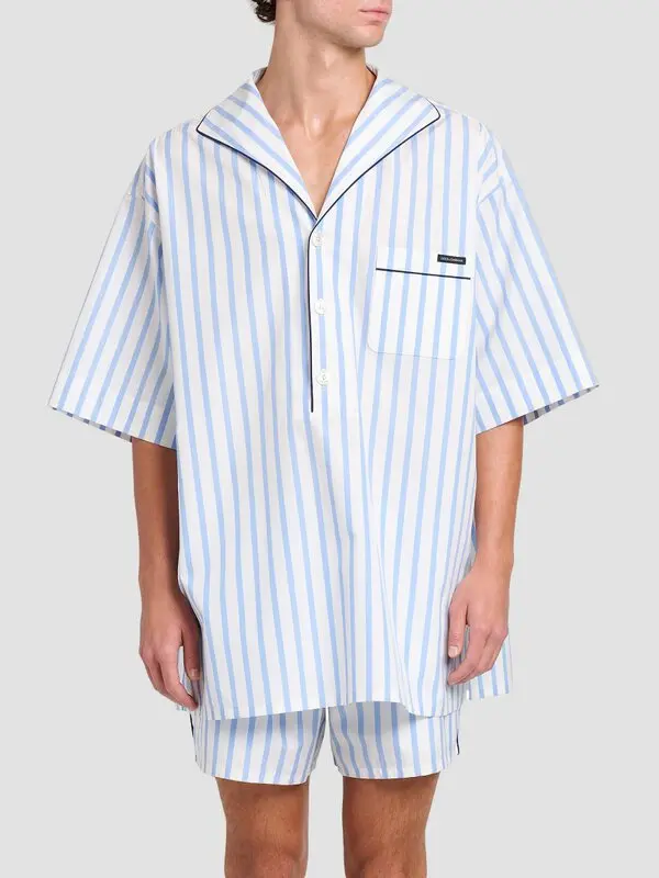 Dolce & Gabbana Striped Cotton-silk Pajama Shirt