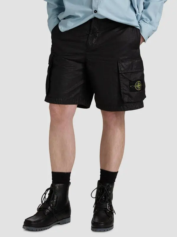 Stone Island Waxed Cotton Cargo Shorts