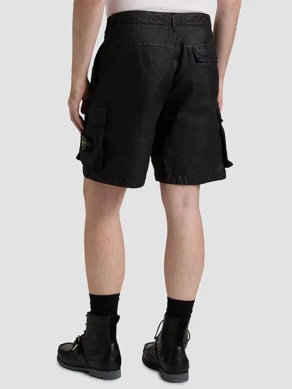 Stone Island Waxed Cotton Cargo Shorts
