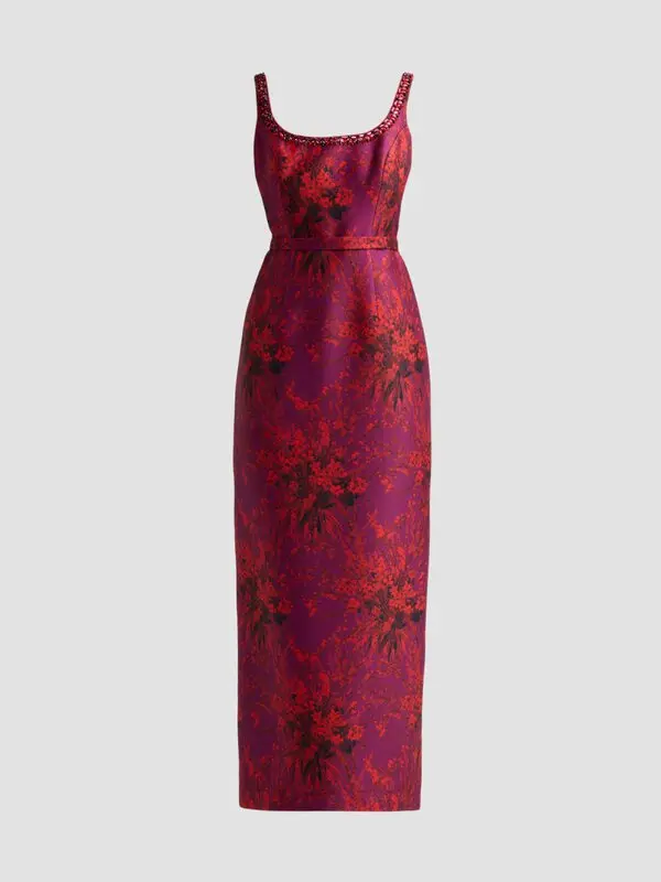 SACHIN BABI Lana Floral Print Satin Gown - Raspberry Bouquet
