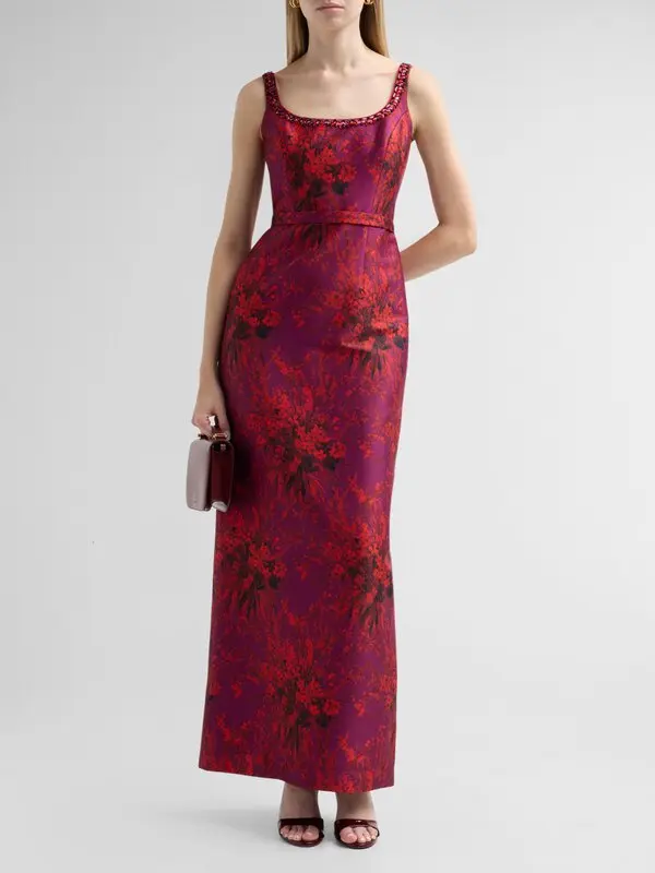 SACHIN BABI Lana Floral Print Satin Gown