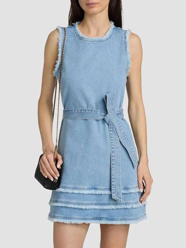 Cinq À Sept Mindie Belted Denim Minidress - Mist