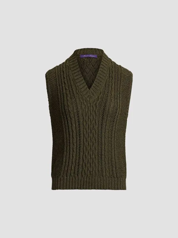Ralph Lauren Cable-knit Silk-cashmere Sweater Vest - Cypress