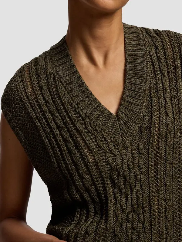 Ralph Lauren Cable-knit Silk-cashmere Sweater Vest