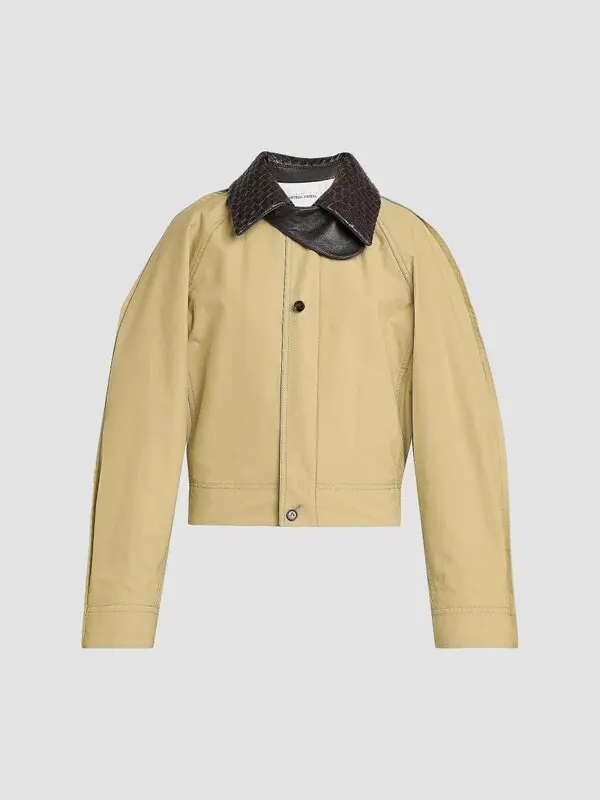 Bottega Veneta Intrecciato Collar Cotton Blouson Jacket - Sahara