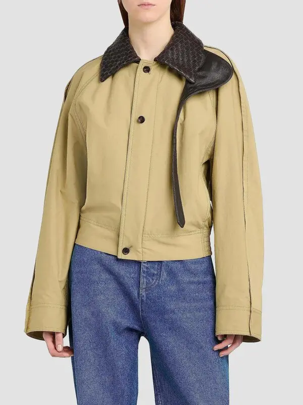 Bottega Veneta Intrecciato Collar Cotton Blouson Jacket