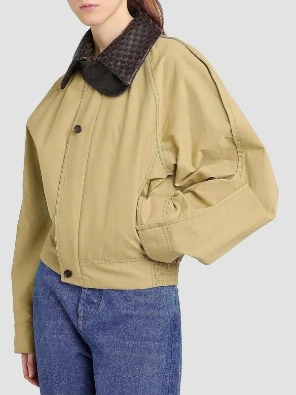 Bottega Veneta Intrecciato Collar Cotton Blouson Jacket