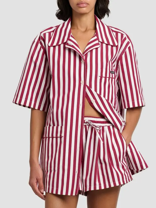 Dolce & Gabbana Stripe Cotton-silk Short-sleeve Shirt