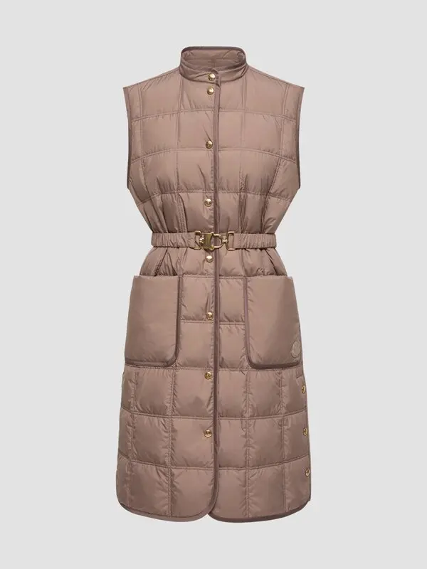 Moncler Cygnette Long Puffer Vest - Brown