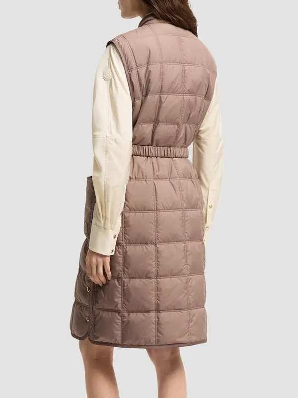 Moncler Cygnette Long Puffer Vest - Brown