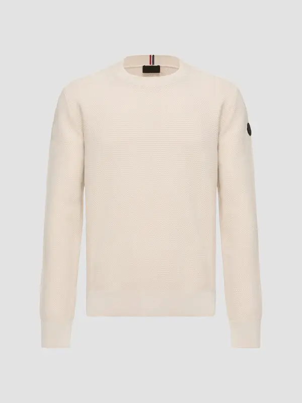 Moncler Sweater In Cotton - White Ivory