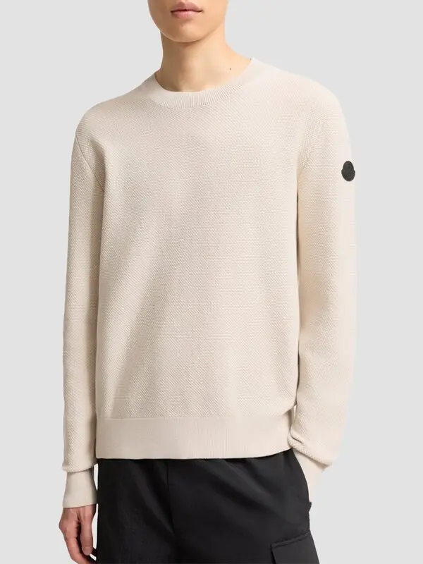 Moncler Sweater In Cotton - White Ivory