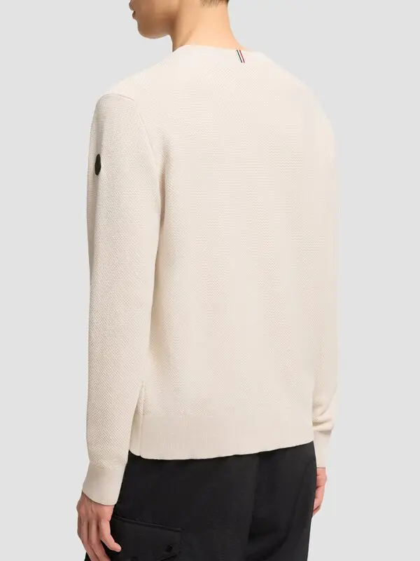 Moncler Sweater In Cotton - White Ivory