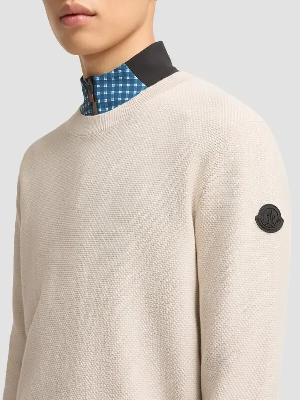 Moncler Sweater In Cotton - White Ivory