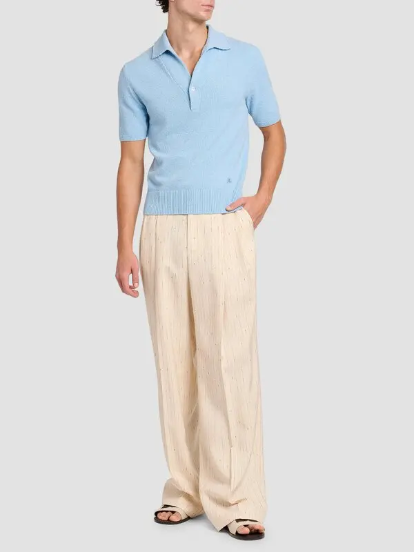 Dolce & Gabbana Knit Short-sleeve Polo Shirt - Azzurro