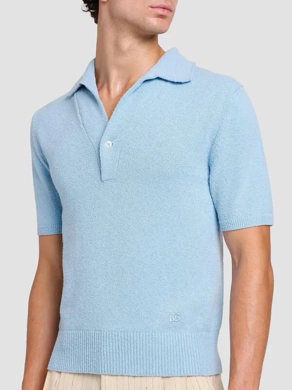 Dolce & Gabbana Knit Short-sleeve Polo Shirt - Azzurro