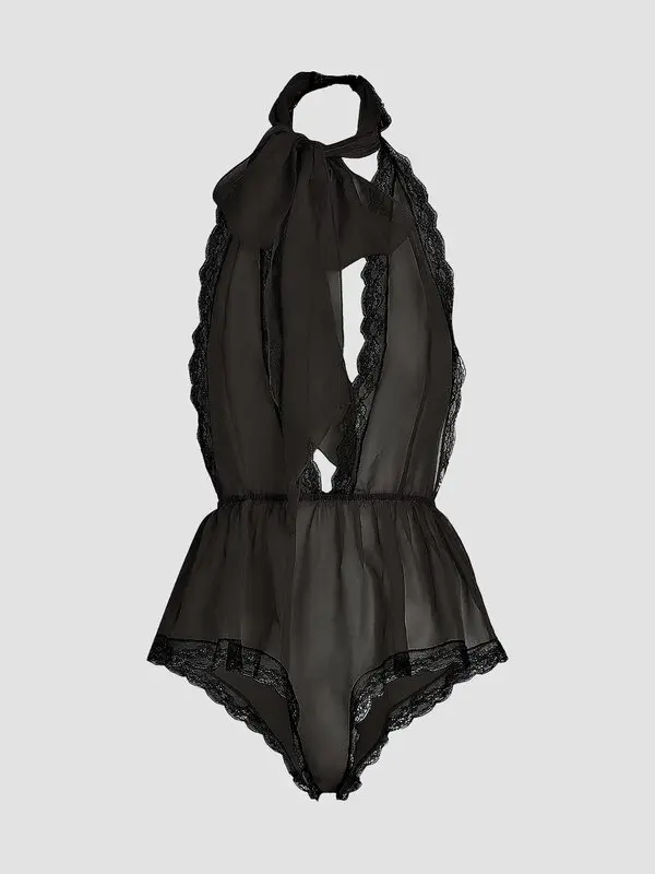 Dolce & Gabbana Stretch-silk Lace-trim Romper - Black
