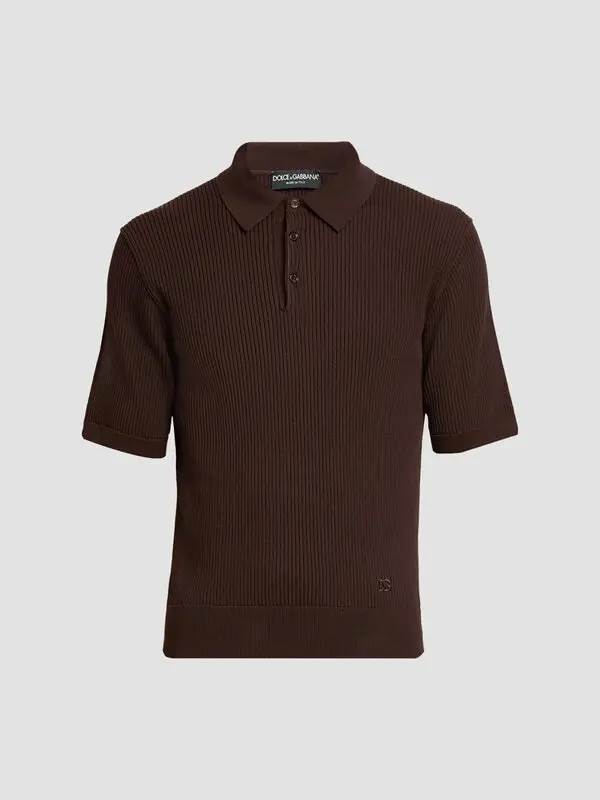 Dolce & Gabbana Rib-knit Cotton Polo Shirt