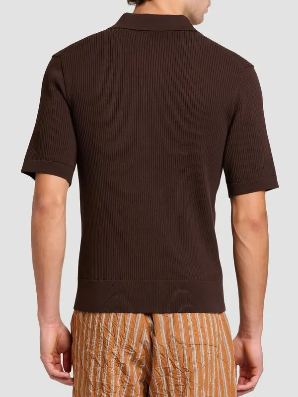 Dolce & Gabbana Rib-knit Cotton Polo Shirt