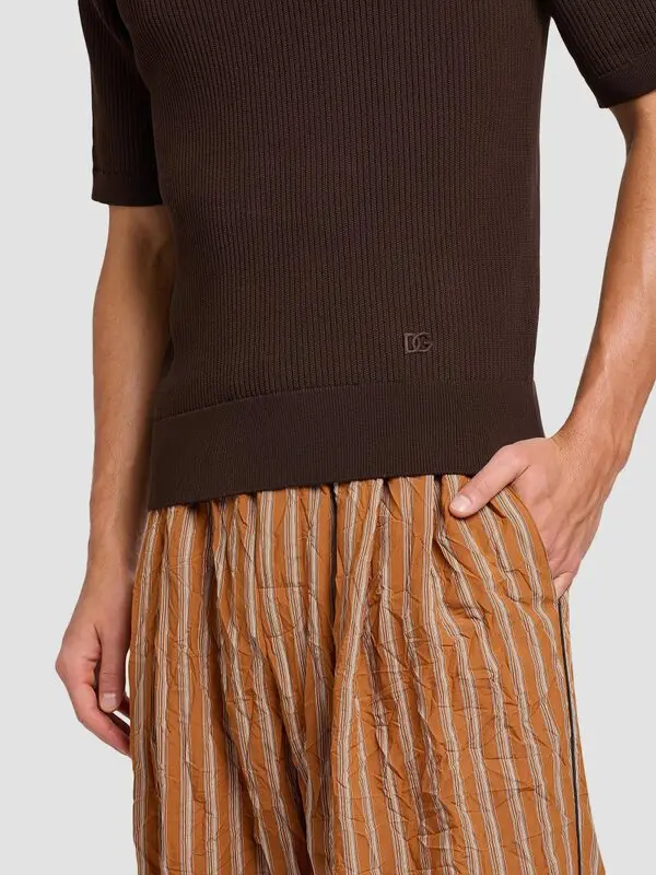 Dolce & Gabbana Rib-knit Cotton Polo Shirt