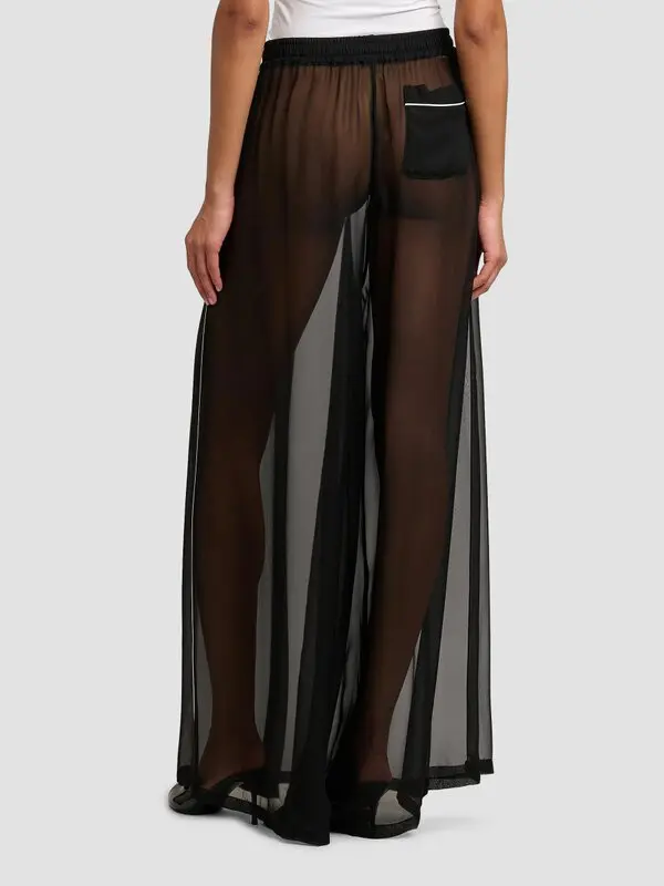 Dolce & Gabbana Sheer Silk Chiffon Palazzo Pants