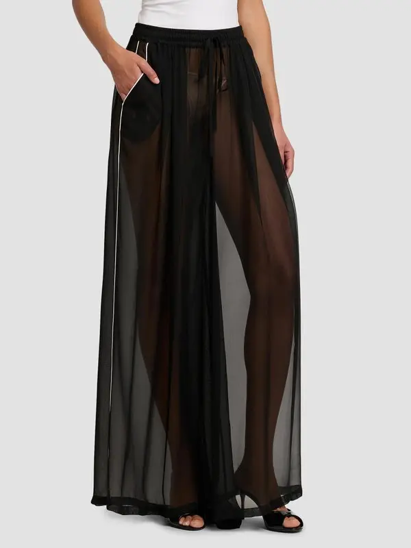 Dolce & Gabbana Sheer Silk Chiffon Palazzo Pants