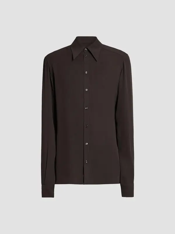 Dolce & Gabbana Point Collar Silk Shirt - Ebano