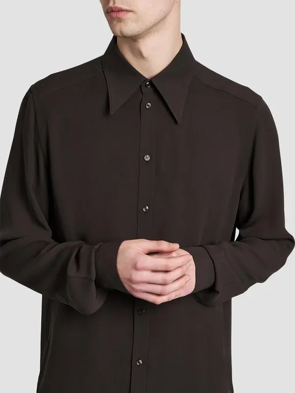 Dolce & Gabbana Point Collar Silk Shirt - Ebano