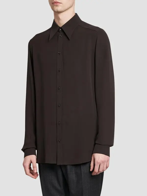 Dolce & Gabbana Point Collar Silk Shirt - Ebano