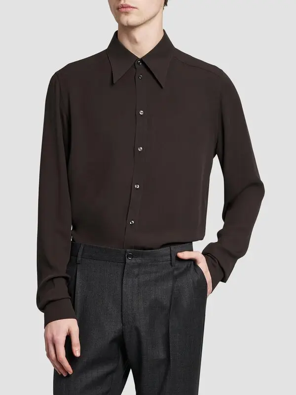 Dolce & Gabbana Point Collar Silk Shirt - Ebano