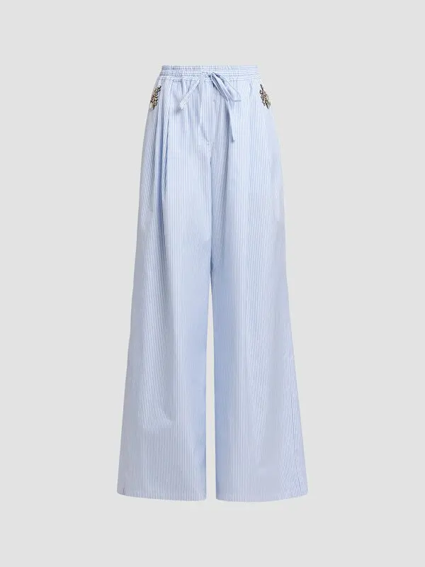 Dolce & Gabbana Crystal-embellished Cotton Drawstring Pants