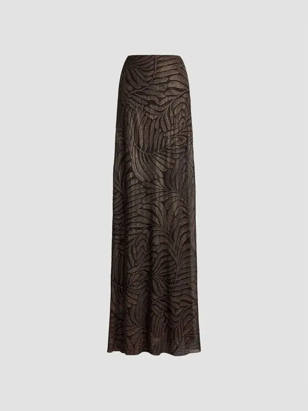 Ralph Lauren Masina Foiled Crinkle Chiffon Skirt