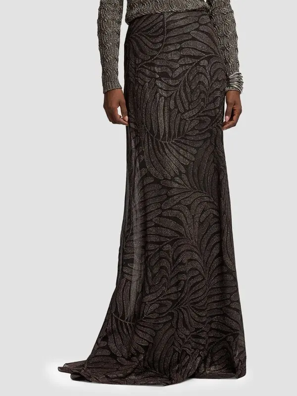 Ralph Lauren Masina Foiled Crinkle Chiffon Skirt