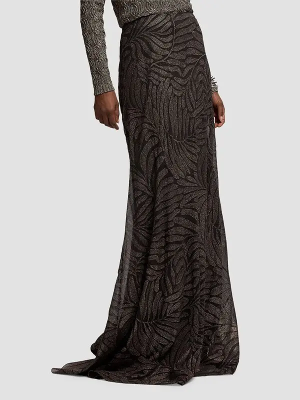 Ralph Lauren Masina Foiled Crinkle Chiffon Skirt