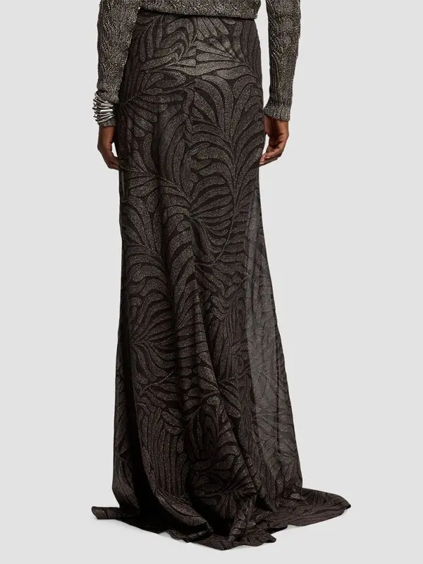 Ralph Lauren Masina Foiled Crinkle Chiffon Skirt