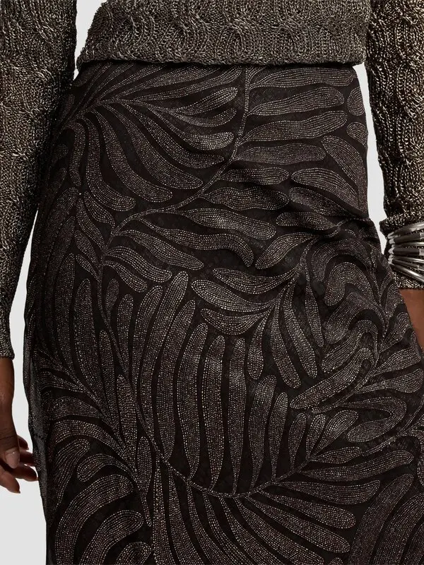 Ralph Lauren Masina Foiled Crinkle Chiffon Skirt